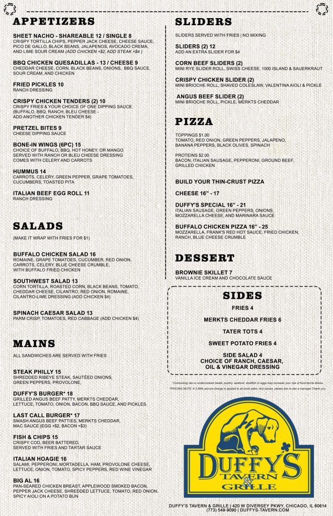 Menu - Duffy's Tavern & Grille